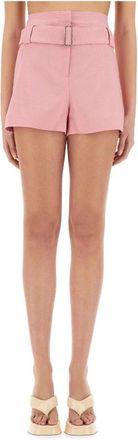 Msgm Msgm, Femme, Shorts, Rose, Taille: 38 FR Linen Blend Belted Shorts
