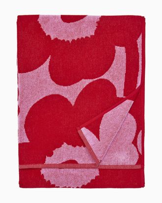 Marimekko Badetuch, Duschtuch - Unikko - 100% Baumwolle - Pink-Red - 70 x 150 cm