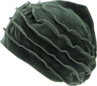 Guru Shop Boho Samt Kappe, Samtm&uuml;tze Ballon M&uuml;tze - Dunkelgr&uuml;n, Herren/Damen, Baumwolle