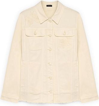Fiorella Rubino Femme, Vestes, Beige, Taille: 44 FR Chemise Veste avec Broderie Florale