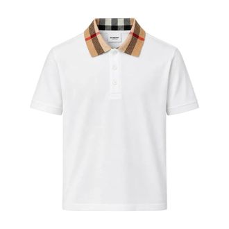 Burberry Polo avec d&eacute;tail Vintage Check - Homme - Tops - Blanc - Taille: M