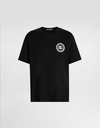 Dolce & Gabbana Jersey T-shirt With Patch - Mann T-shirts Und Polos Schwarz 52
