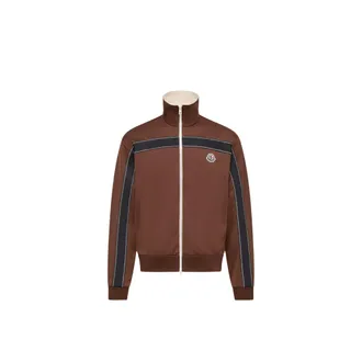 Moncler Moncler Sweat Zipp&eacute; &Agrave; Col Roul&eacute; Surpiqu&eacute;, Homme, Marron, Taille: Xxl