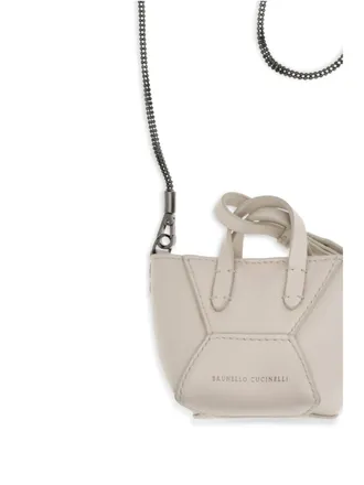 Brunello Cucinelli Womens Mini Leather Shoulder Bag Ivory Calf