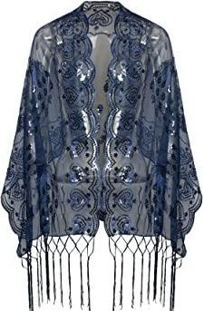 Babeyond Écharpe à paillettes pour mariage - Bleu - Taille unique