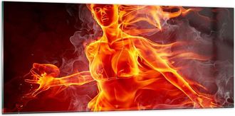 Arttor Wandbilder Dekoration Wohnzimmer Frau Flammen Illustration Panorama Bilder auf Glas 120x50cm Glasbild Schlafzimmer K&uuml;che Wand Kunstdruck Art Gro&szlig; Wand