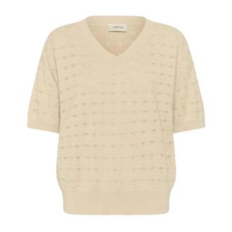 Cream V-Ausschnitt Strickware - - Knitwear - Damen - Beige - XL