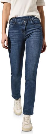 Cecil Damen B378893 Straight Leg Jeans, mid Blue Used wash, 29 W/32 L