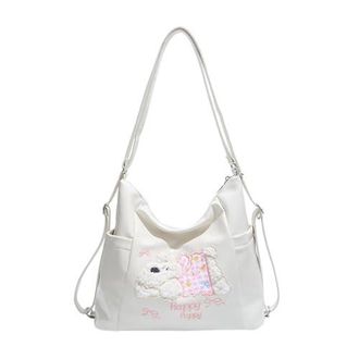 Generic Sac &agrave; provisions en cuir synth&eacute;tique - Grand sac &agrave; bandouli&egrave;re - Sac &agrave; bandouli&egrave;re - Sac &agrave; dos pour femme - Pour les trajets, Blanc