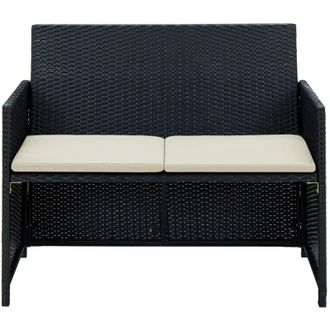 vidaXL Canap&eacute; ext&eacute;rieur avec design &eacute;l&eacute;gant et minimal avec diff&eacute;rentes couleurs coussins couleur : Noir