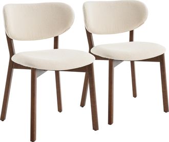 Happy Garden 2 St&uuml;hle Aura, aus dunklem Holz und Stoff, Schnalle in Beige, Schaumstoffpolsterung, Beine aus Stahl