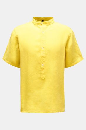 04651/ Herren - Popover-Kurzarmhemd Linen Guru Grandad-Kragen gelb