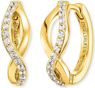 Engelsrufer Damen Creole Paradise aus vergoldetem Sterling Silber, besetzt mit 30 Zirkonia Steinen, Clipverschluss, nickelfrei, 16,5 mm, ERE-PARADISE-ZI-G-CR