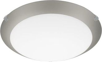 Eglo Plafonnier Mars 1, applique murale, plafonnier en acier, verre blanc satin&eacute; avec bordure argent&eacute;e, douille E27