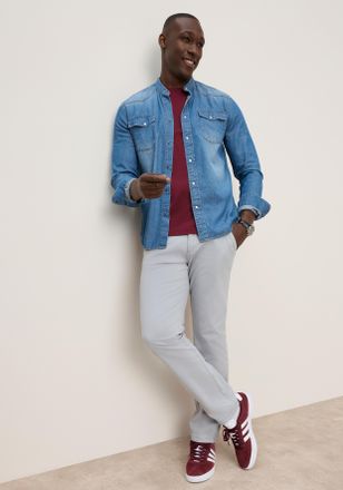 DELMAO Jeanshemd DELMAO, Herren, Gr. 37/38, N-Gr, blau (blau used), Denim/Jeans, Obermaterial: 100% Baumwolle, unifarben, Basic schmal normal, &Auml;rmel mit &Auml;rme