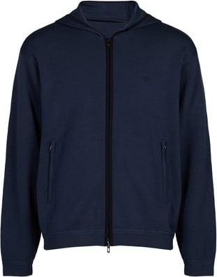 Emporio Armani Gilet &agrave; capuche droit en laine m&eacute;lang&eacute;e