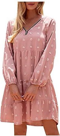 Generic Robes amincissantes 2026 pour femmes, sweatershirts &agrave; manches longues, fermeture &eacute;clair, col en V, l&eacute;ger, mini robe &agrave; volants, surdimensionn&eacute;e, couleu