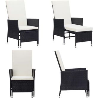 vidaXL Garten-Liegestuhl mit Auflagen Poly Rattan Schwarz - Gartensessel - Lounge Chair - Outdoor M&ouml;bel - Gartenliege - Relaxsessel - Home & Living