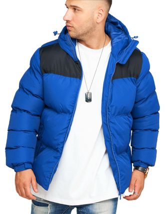 Behype. Herren warme Winterjacke mit Kapuze Steppjacke Puffer-Jacke J14 (DE/NL/SE/PL, Alphanumerisch, XXL, Regular, Regular, Panel-Royal)