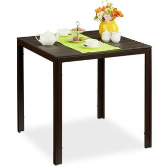Relaxdays Relaxdays - Table jardin carr&eacute;e &agrave; manger, effet optique bois, jardin, balcon, terrasse HlP 74,5x77,5x78cm, table de balcon