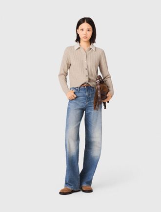 Maje Cardigan, Abnehmbarer Perlenkragen - Beige - Gr&ouml;&szlig;e 32 - Maje