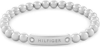 Tommy Hilfiger Jewelry Bracelet en Perles pour Femme en Acier Inoxydable avec une Plaque Gravée - 2780934