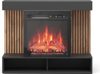 Vicco Elektrokamin Lynea, Schwarz, 100 cm mit realistischem Flammeneffekt und Heizung 1800W