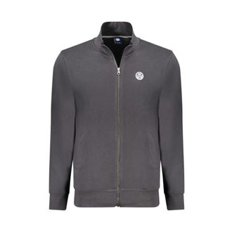 North Sails Schwarzer Baumwoll-Sweatshirt mit Rei&szlig;verschluss und Logo - - Jackets - Herren - Grau - S