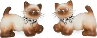 Yvmin Cat-motif Crystal-embellished Hair Clips