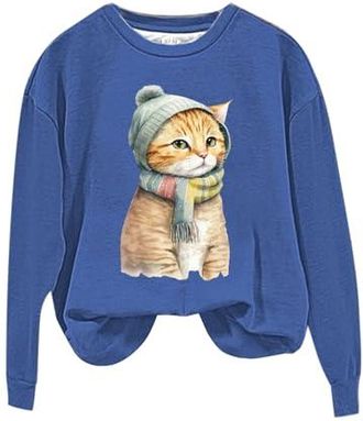 Generic Sweats &agrave; capuche pour adolescentes et filles - Sweat-shirt &agrave; col rond pour femme - Pull graphique - &Eacute;paules tombantes - Fermeture &agrave; cordon de serrage 