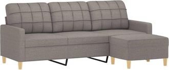 vidaXL Vidaxl - Canap&eacute; &agrave; 3 places avec repose-pieds Taupe 180 cm Tissu
