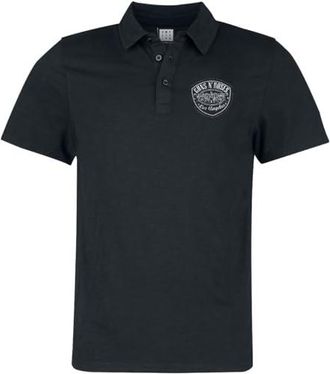 Guns n' Roses Amplified Collection - Washed Slub Homme Polo Noir M 100% Coton Regular/Coupe Standard