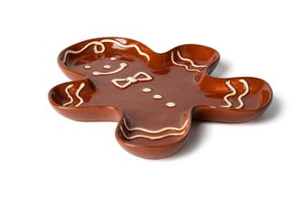 Excelsa Wonderful Ginger Weihnachtsteller zum Servieren aus Keramik, Form eines Lebkuchenmanns, von Hand verziert