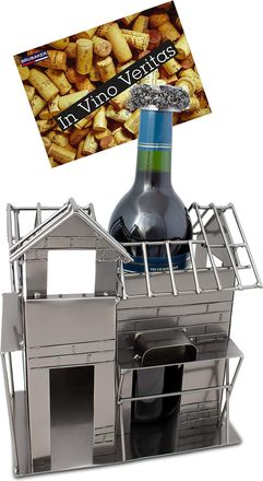 Brubaker Weinflaschenhalter Richtfest Deko-Objekt Metall Flaschenständer mit Grußkarte