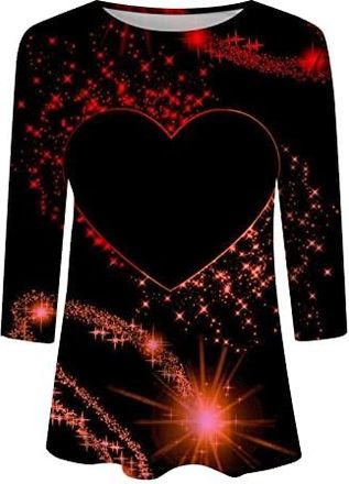 Generic T-shirt de Saint-Valentin 2026 pour femme &agrave; manches courtes imprim&eacute; 3D Motif vacances, I, 3XL