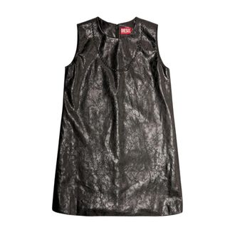 Diesel Kurzes Kleid mit gepr&auml;gtem Motiv und Rundhalsausschnitt - - Dresses - Damen - Schwarzk - 2XS