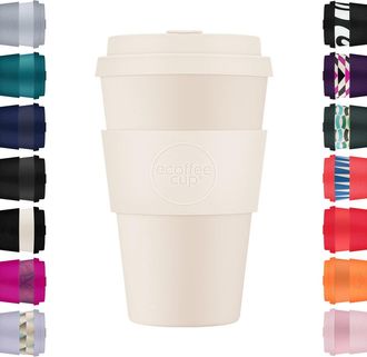 Ecoffee Cup 14oz 400ml Ecoffee Cup Wiederverwendbare umweltfreundliche 100% pflanzliche Kaffeetasse mit Silikondeckel und Hülle - Melaminfreie und biologisch abba