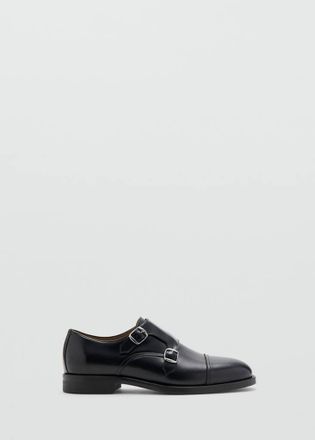 Mango Chaussures cuir double boucle noir - Homme - 39 - MANGO MAN