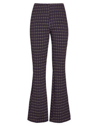 8 by YOOX CHECK HIGH-WAIST FLARED PANTS