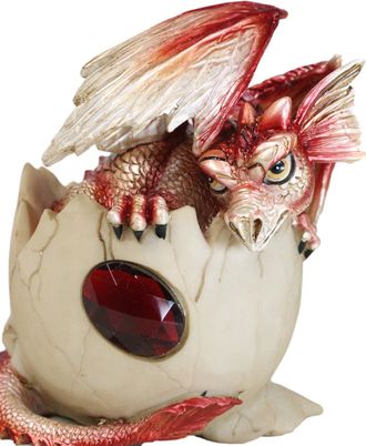 Ebros Gift Ebros Januar Geburtsstein Drachenei Statue Roter Edelstein Granat Geburtstag Drachen Schl&uuml;pfen Figur Fantasy Sammler