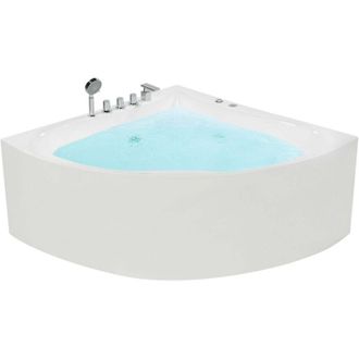 Beliani Beliani - Whirlpool-Eckbadewanne Wei&szlig; Acryl 133x57x187 cm Modern Minimalistisch