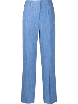 Off-white pantalon droit &agrave; logo imprim&eacute; - Bleu
