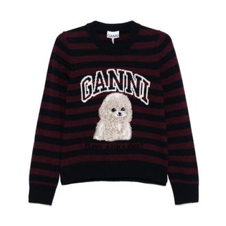 Ganni Pudel-Streifen Pullover - - Knitwear - Damen - Schwarzk - XS