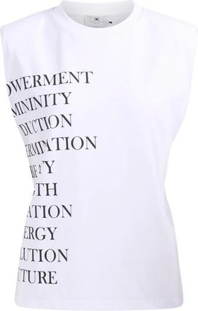 Elisabetta Franchi Femme, Tops, Blanc, Taille: 40 FR Cotton Jersey T-Shirt