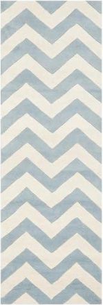 Safavieh Zeitgenössische Teppich für Wohnzimmer, Esszimmer, Schlafzimmer - Chatham Collection, Kurzer Flor, Blau und Elfenbein, 69 X 213 cm