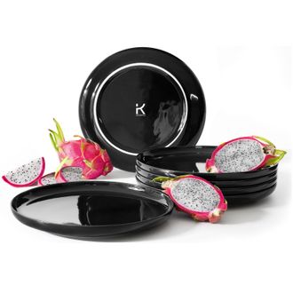 Konsimo Konsimo. Speiseteller Set f&uuml;r 6 Personen - VICTO Tellerset aus Keramik - Teller Set 6er - Sp&uuml;lmaschinen - Mikrowellengeeignet - Moderne Gro&szlig;er Esstell