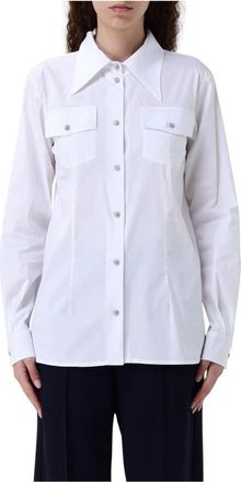 Liu Jo Popeline Hemd mit Strasskn&ouml;pfen - - Blouses & Shirts - Damen - Wei&szlig; - M