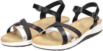 Fitters Footwear Fitters Tanja Sandales tendance pour femme Grande taille Sandales confortables Grande taille Chaussures pour femme Grande taille 42 43 44 45 46, Noir,