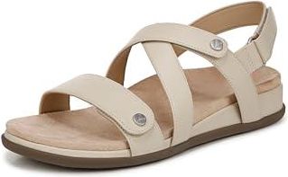 Vionic Womens Cypress Flat Sandal, Parchment Beige Leather, 4 UK Wide