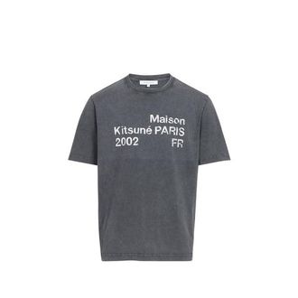 Maison Kitsun&eacute; T-shirt marque col rond en coton